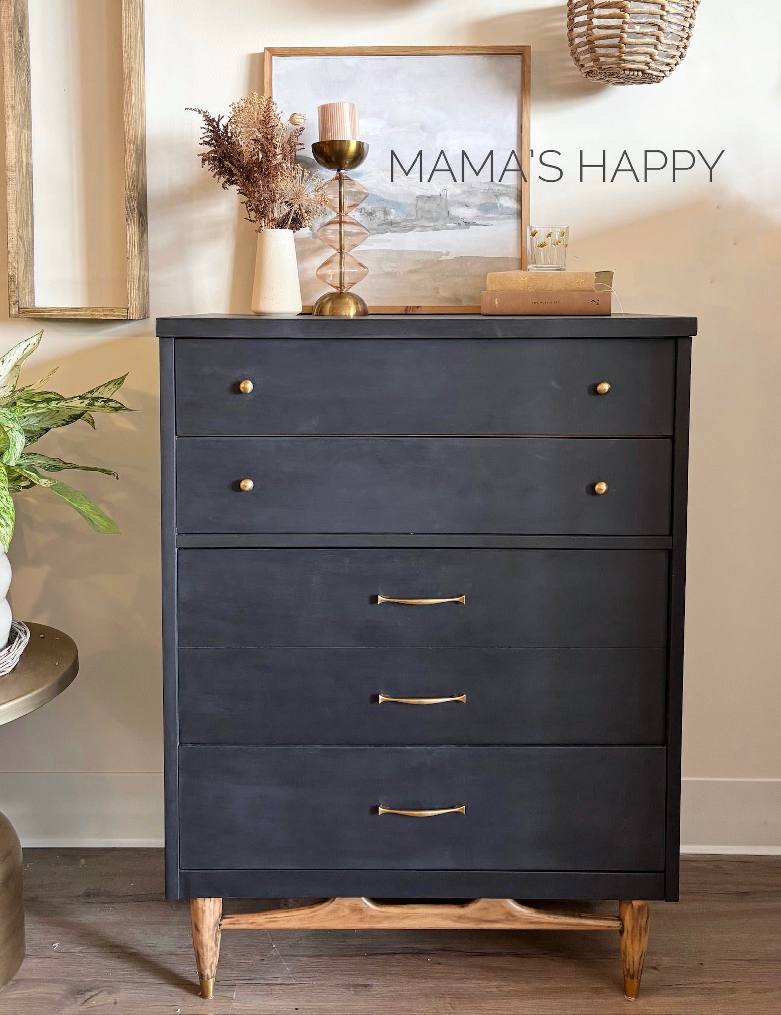 4-Drawer Mid Century Modern Tallboy Dresser | Mama’s Happy In The City LLC